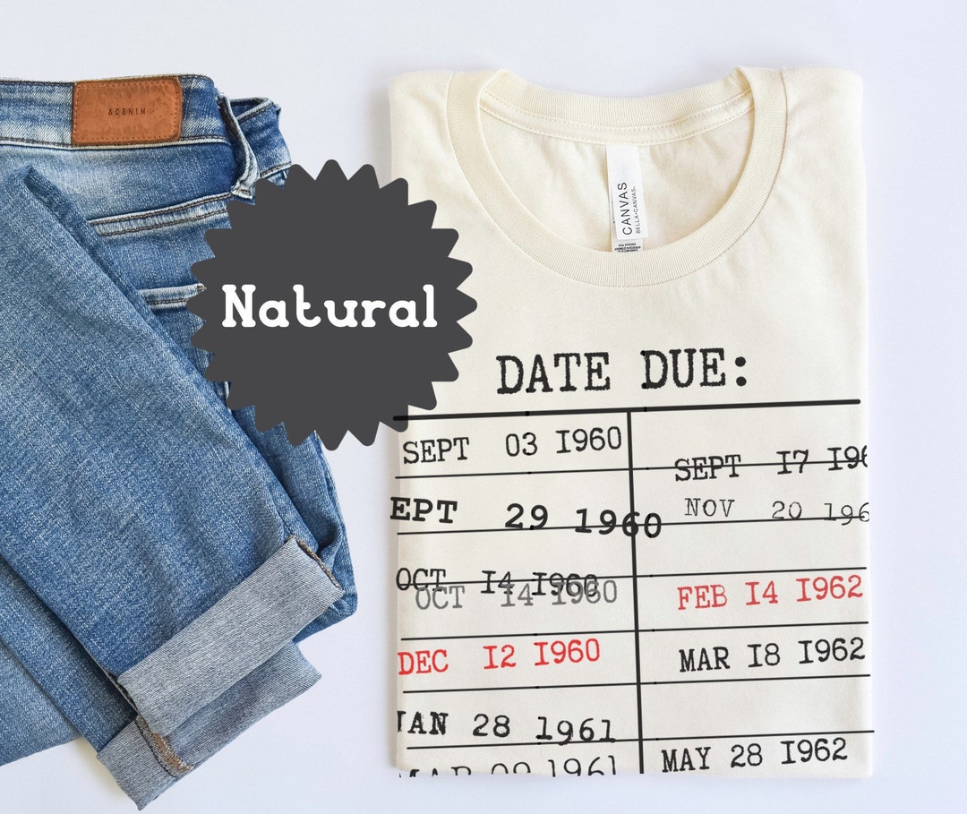 Vintage Library Due Date Card Tshirt Gift for Reader, Bookworm Shirts ...