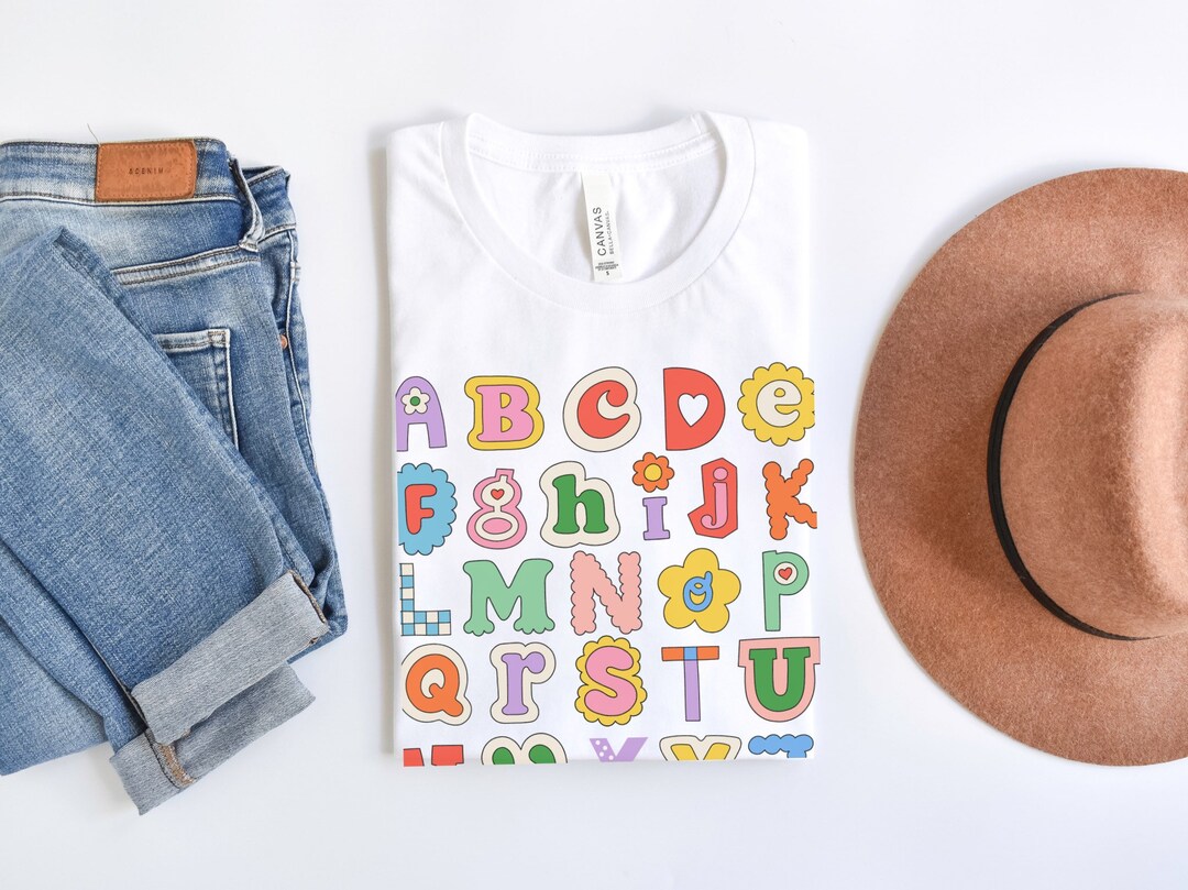 Retro Alphabet Tee, Abcs Shirt for Teachers, Back to School Outfit ...