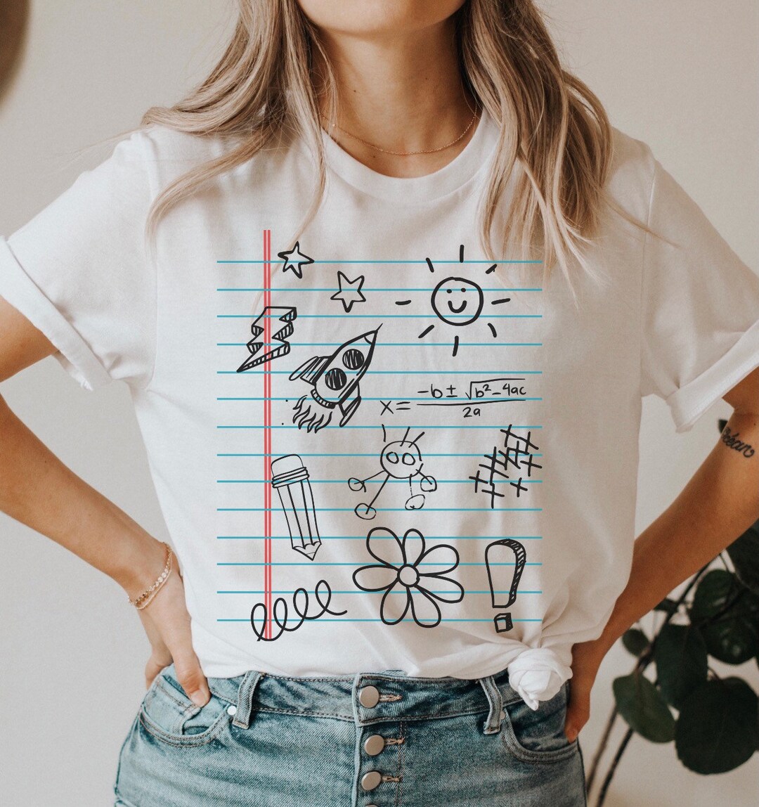 Notebook Doodles Tshirt, Notebook Paper Tee, Back to School Outfit ...