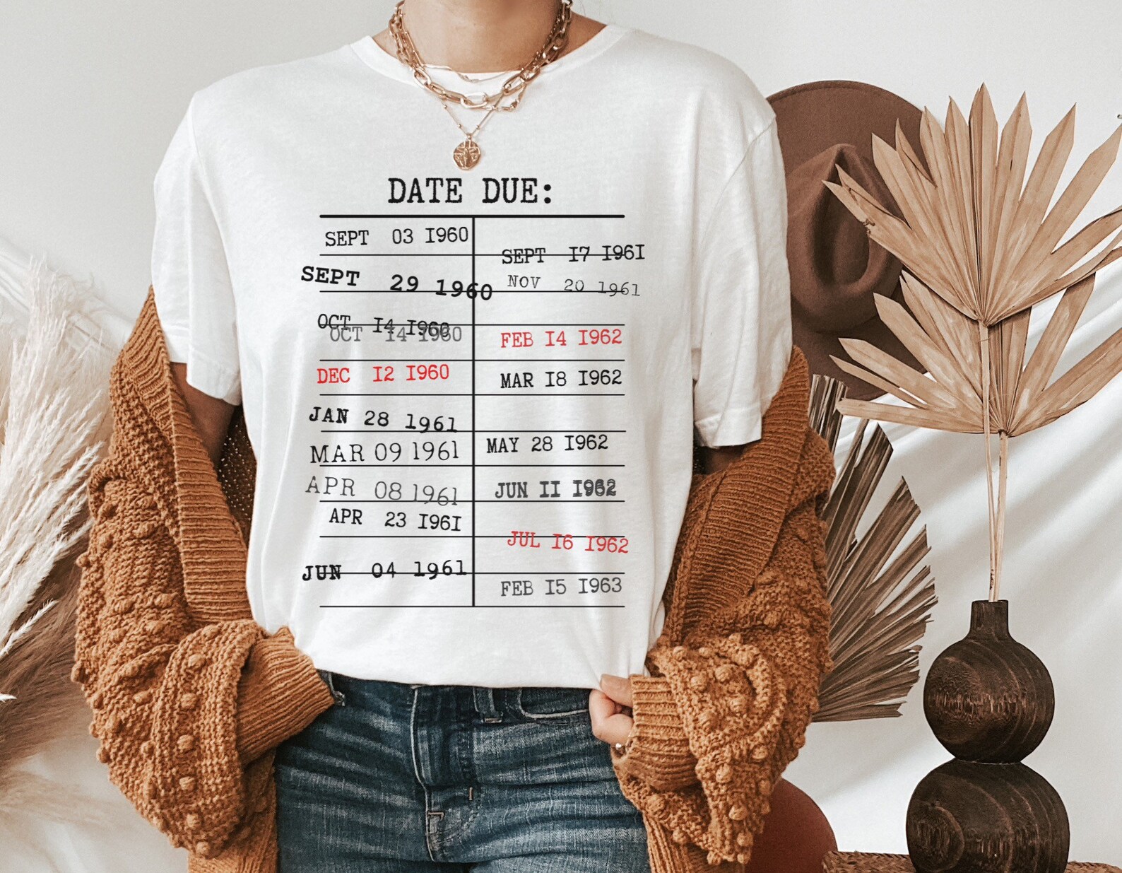 Vintage Library Due Date Card Tshirt Gift for Reader, Bookworm Shirts ...