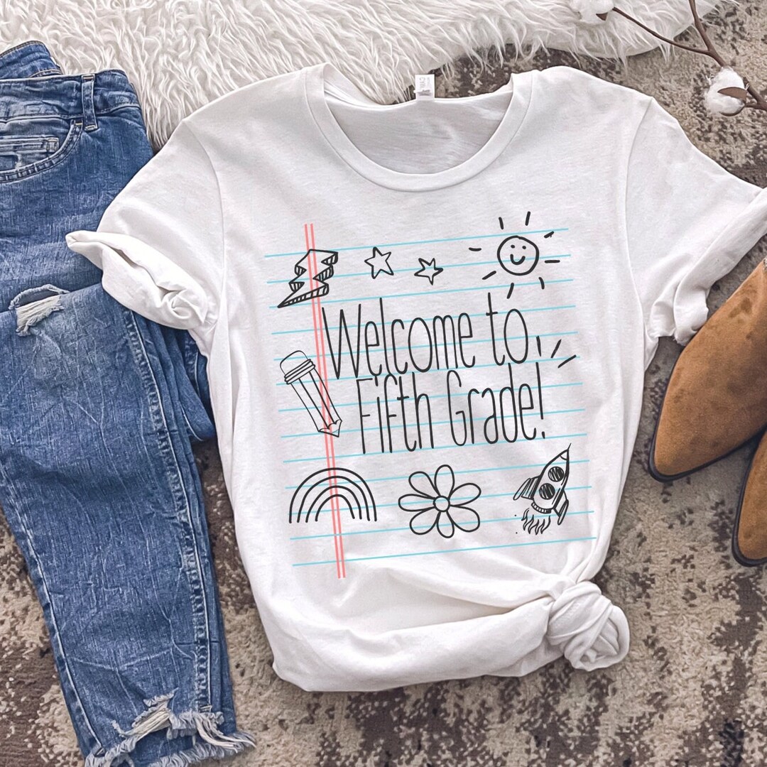 Welcome to Fifth Grade Notebook Doodle Tshirt, Cute School Orientation ...