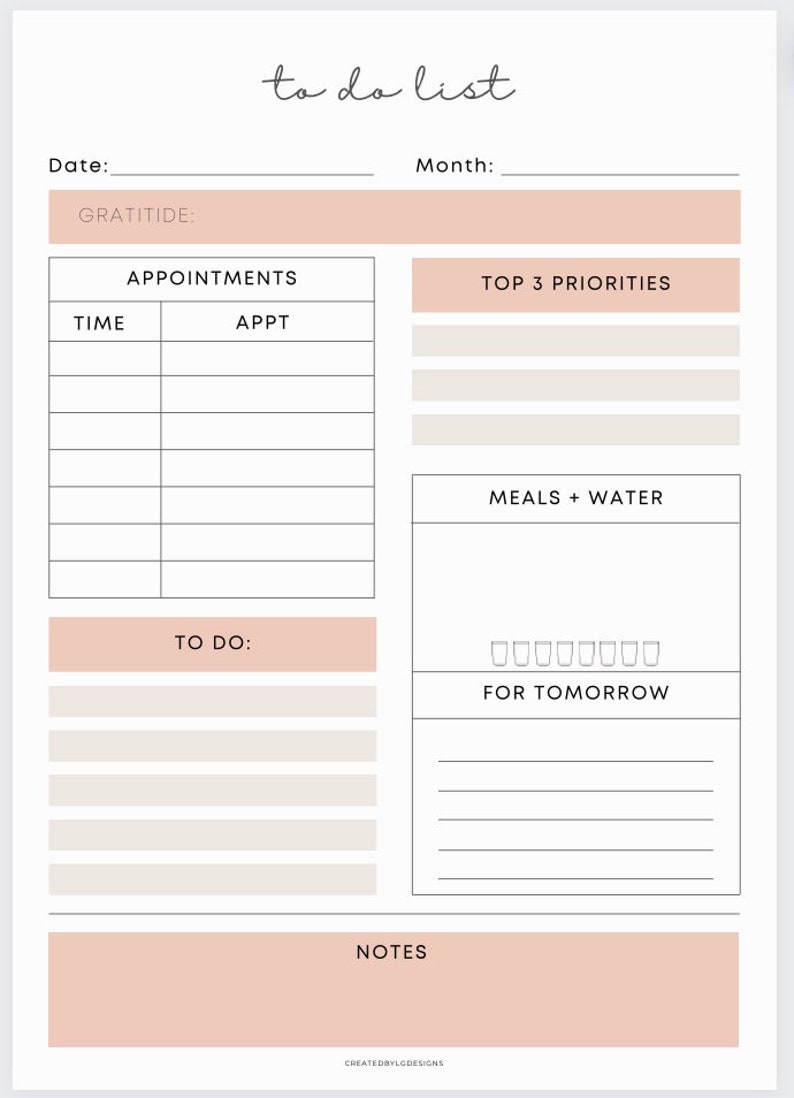 To Do List | to Do List Printable | Appointment Tracker | Gratitude ...