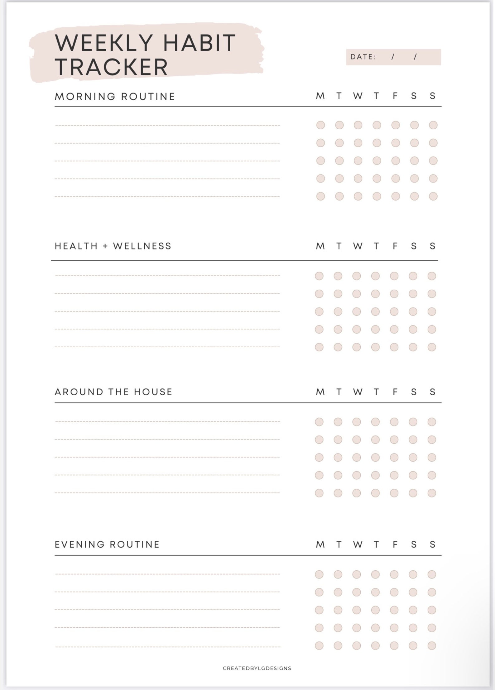 Habit Tracker Printable Habit Tracker Weekly Habit Tracker - Etsy