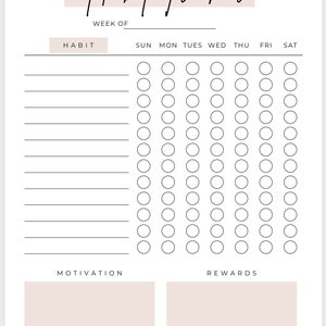 Habit Tracker Printable Habit Tracker Weekly Habit Tracker Downloadable ...