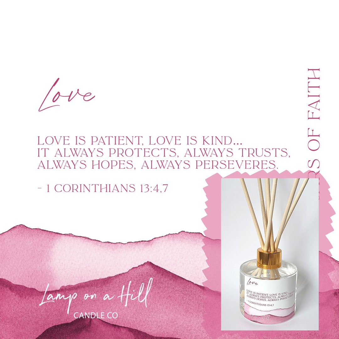 LOVE | Bible Verse | Reed Diffuser 200ml | Christian Gift | Lamp on a ...