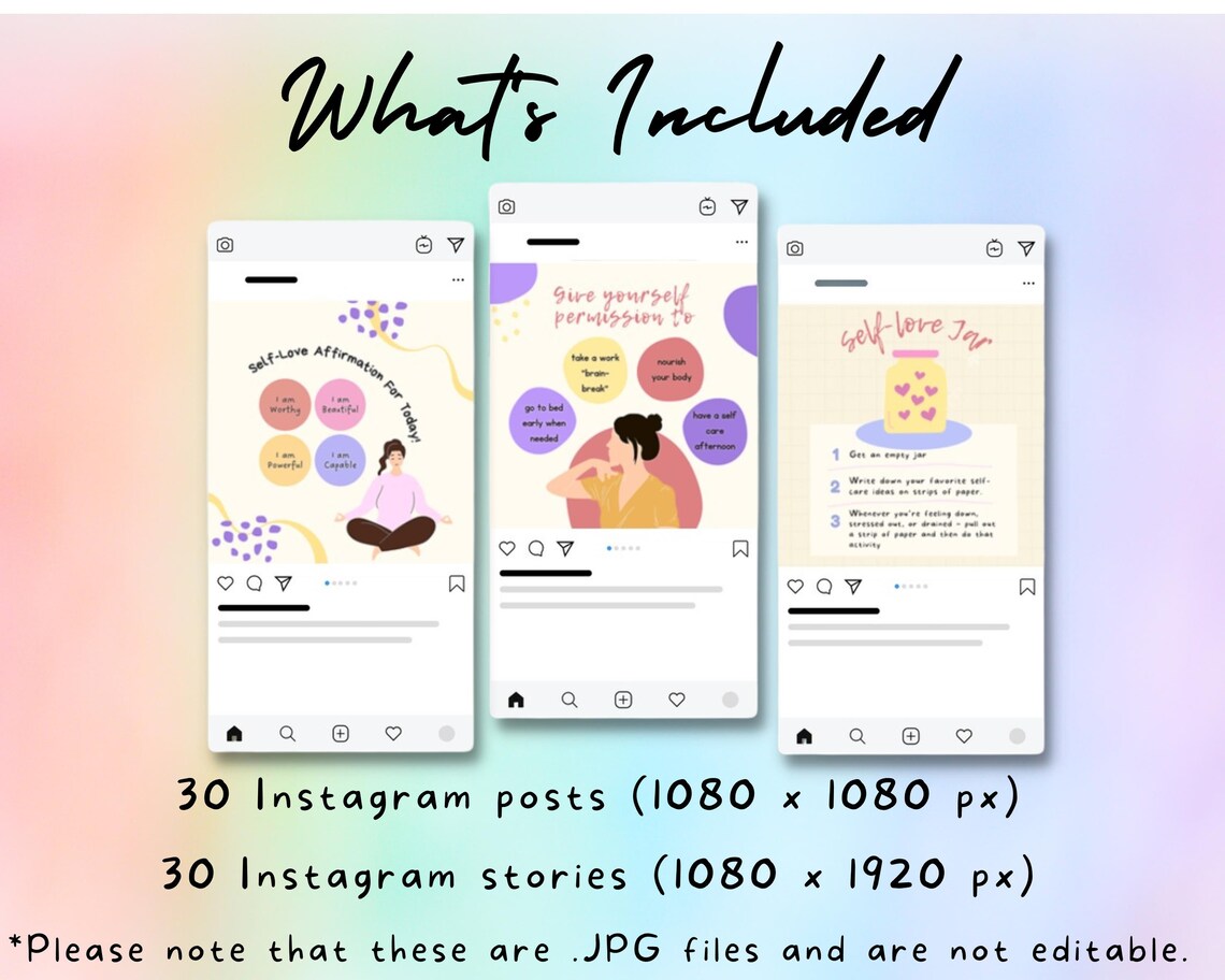 60 Self Love Instagram Post & Story Life Coach Engagement Pack Self ...