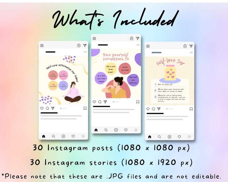 60 Self Love Instagram Post & Story Life Coach Engagement Pack Self ...
