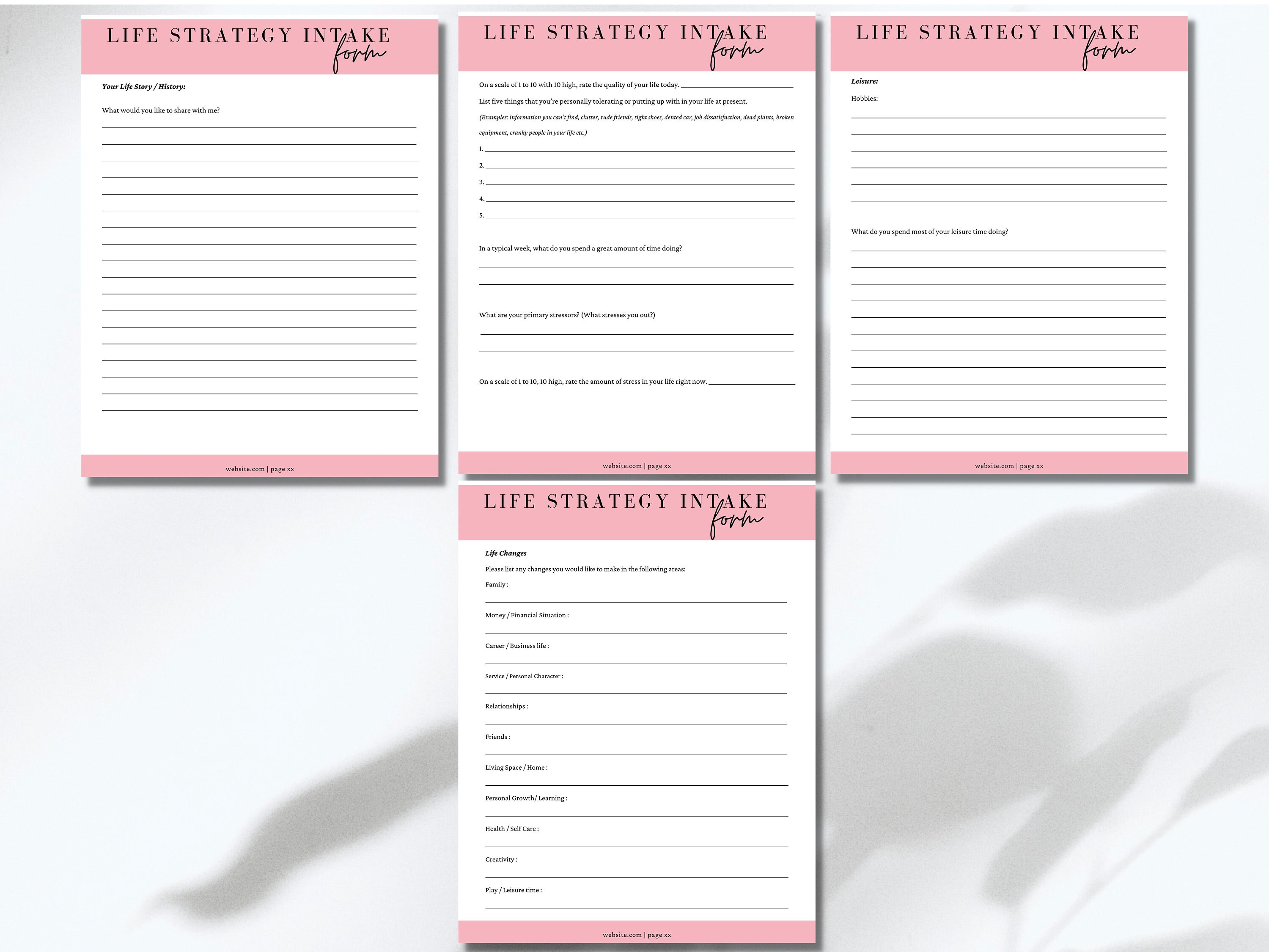 Life Coaching Contract Template | Client Intake Form | New Client ...