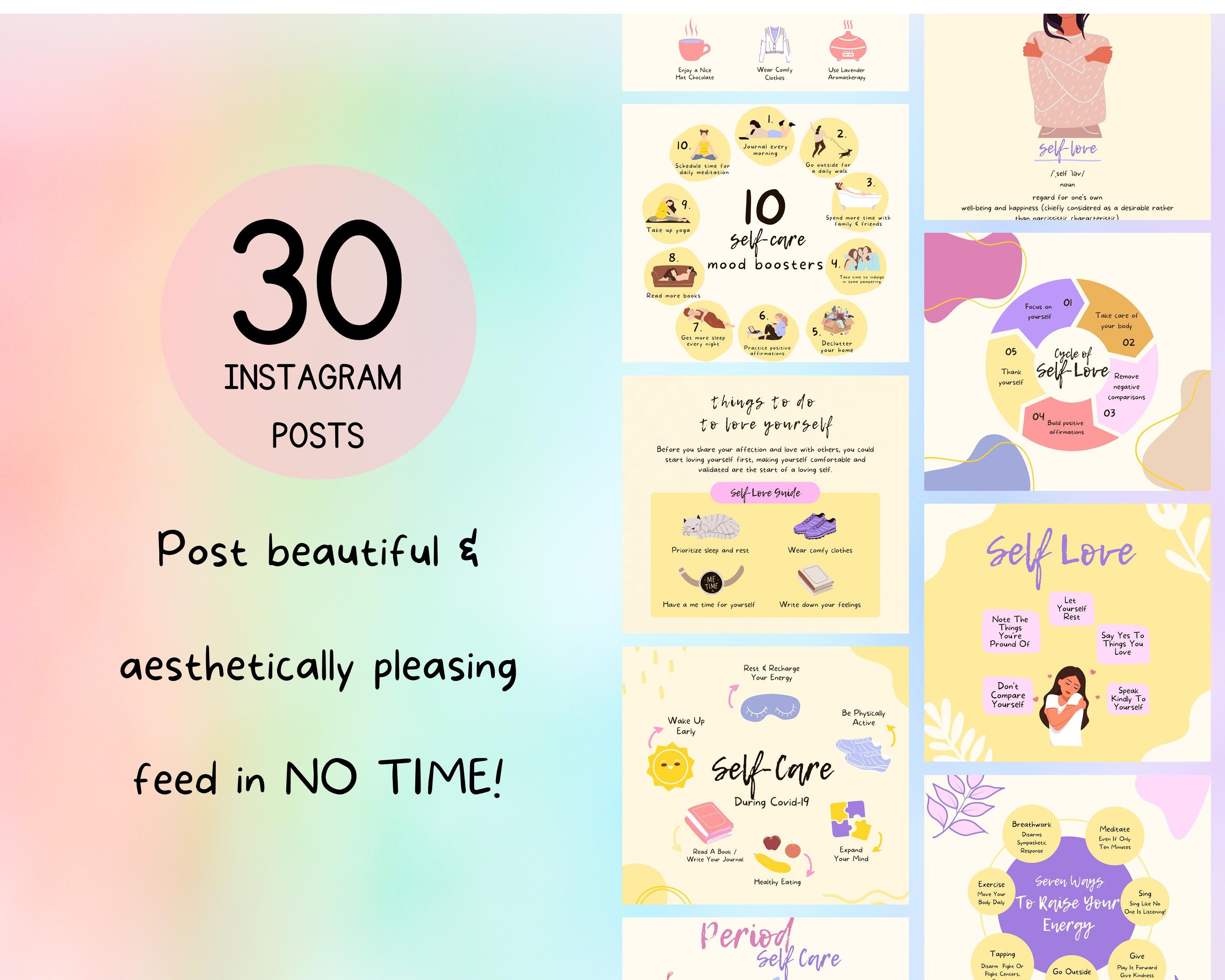 60 Self Love Instagram Post & Story Life Coach Engagement Pack Self ...