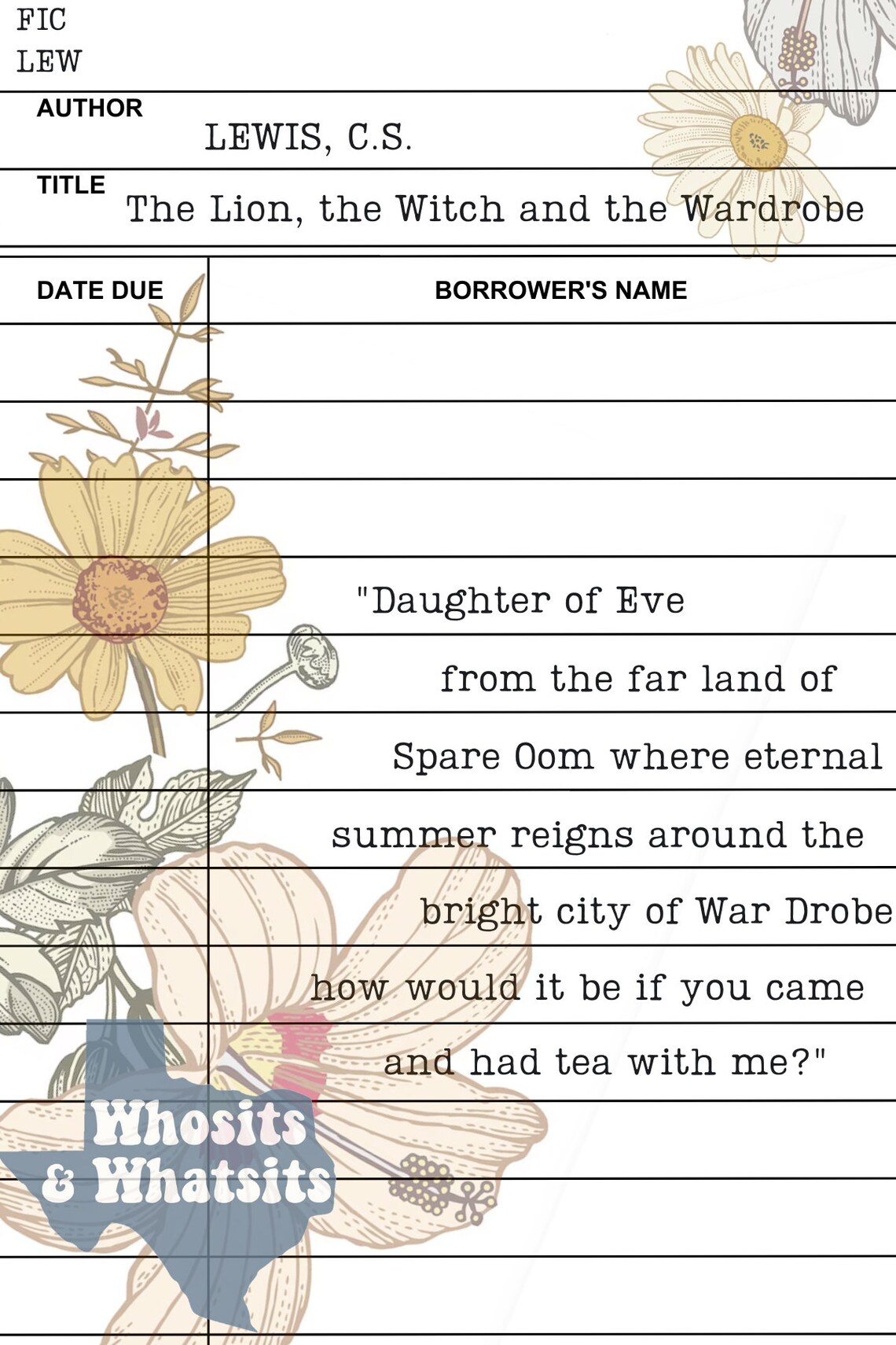 Set of 3 Chronicles of Narnia Library Cards Nursery Art Library Art ...