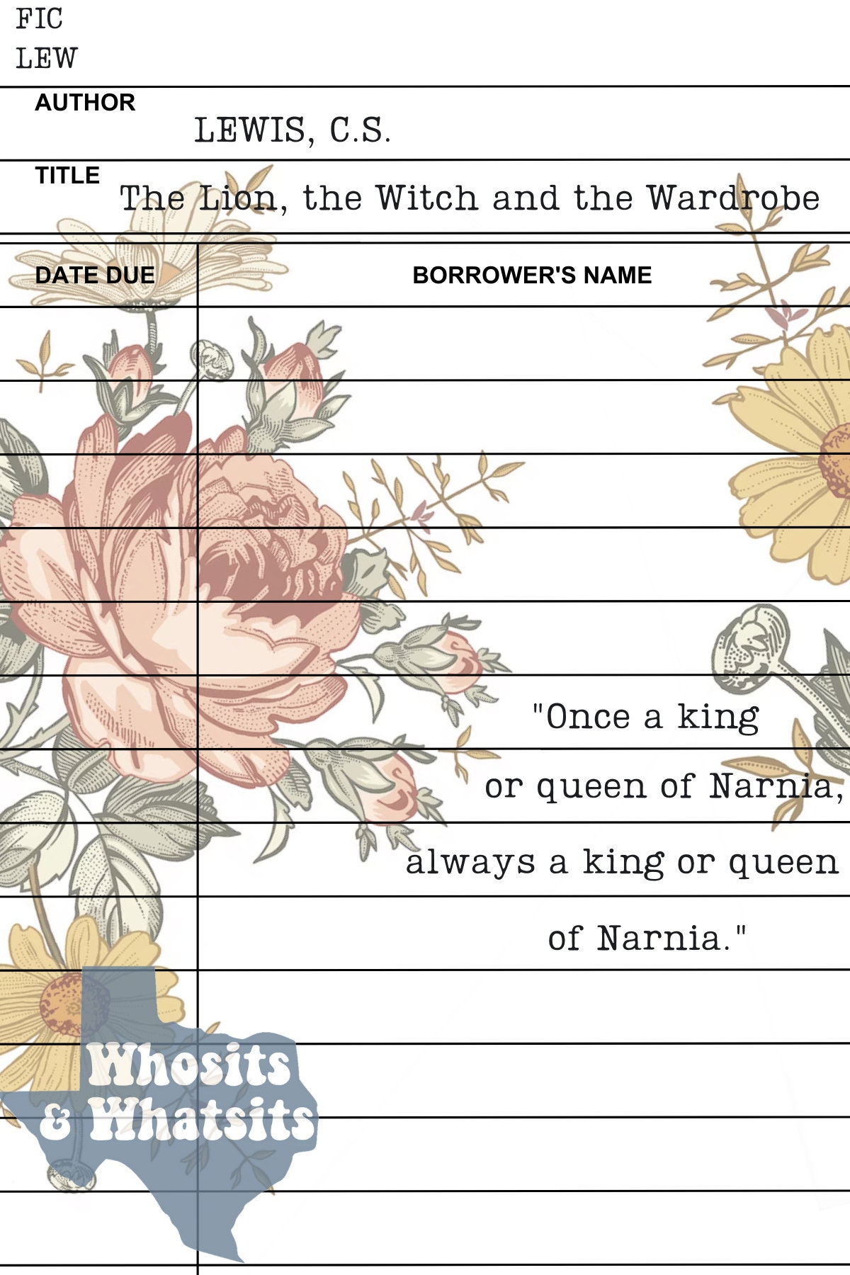 Set of 3 Chronicles of Narnia Library Cards | Nursery Art | Library Art ...