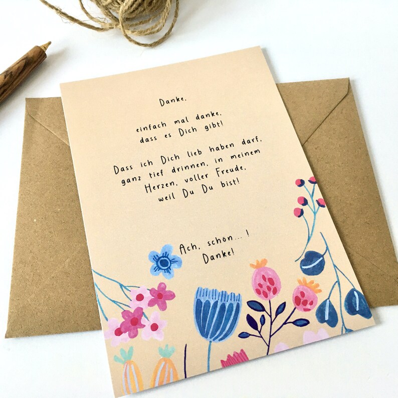 POSTCARD Just Say Thank You Heart Card A6 Special Appreciation for ...