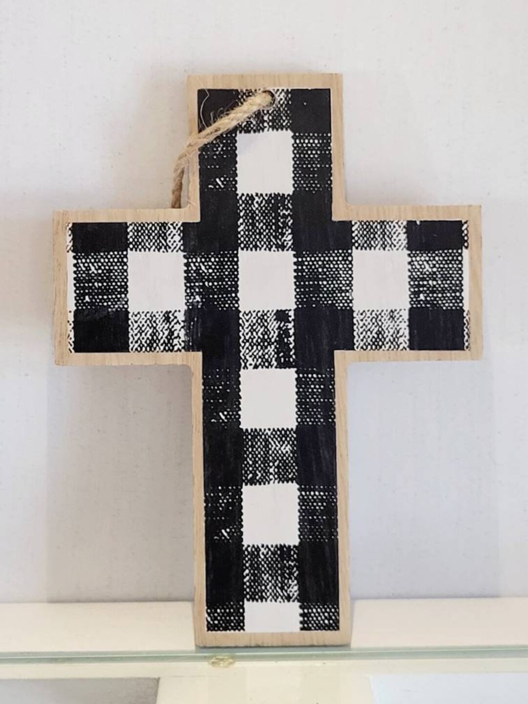 Cross Ornament, Buffalo Check Cross, Cross Home Decor, Easter Cross ...