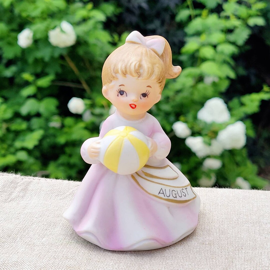 Vintage August Figurine, August Figurine, August Angel, August Birthday ...