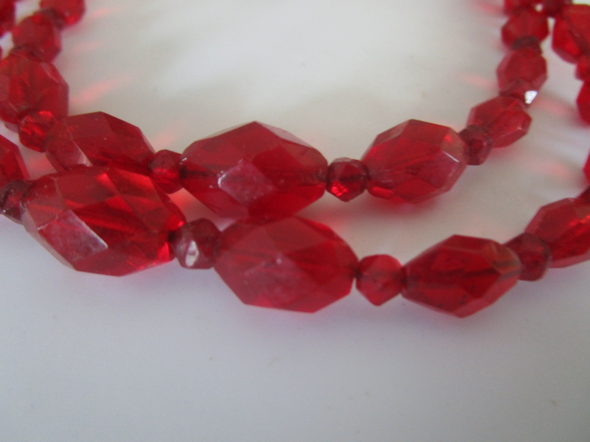 Antique Art Deco Flapper Girl Red Cut Crystal Double Strand | Etsy