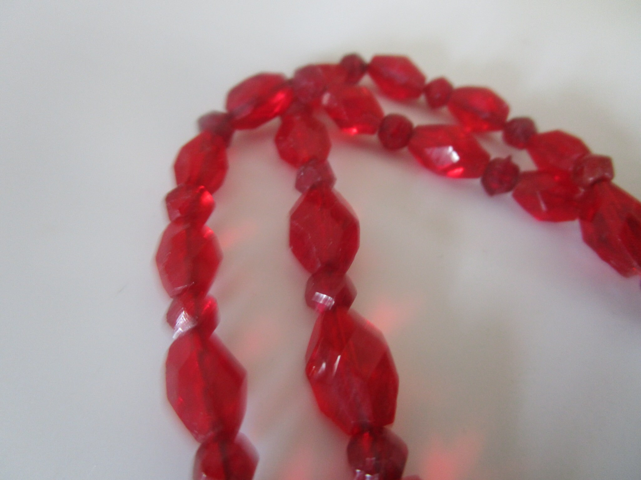 Antique Art Deco Flapper Girl Red Cut Crystal Double Strand | Etsy