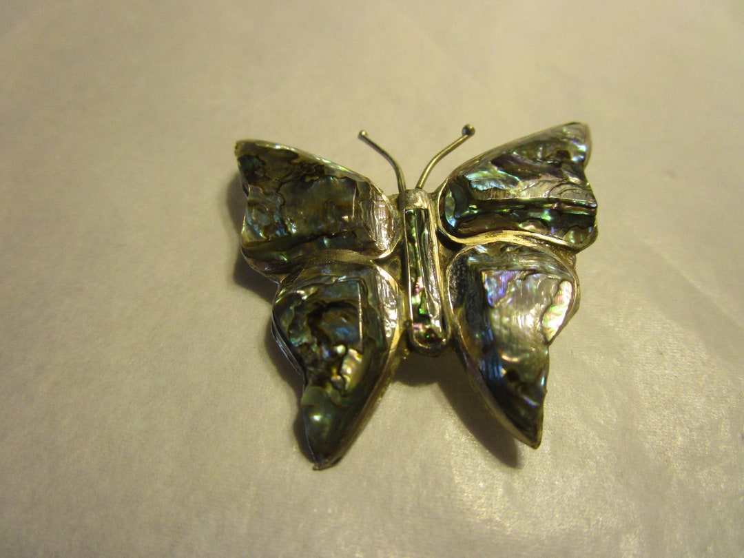 Vtg Silver & Abalone Figural Butterfly Brooch Alpaca Mexico - Etsy