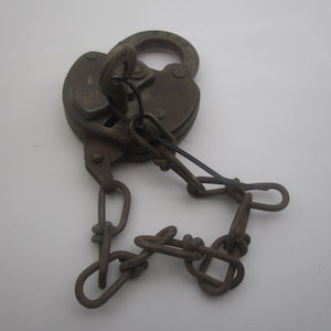 Antique Large Railroad Lock & Key With Chain - Etsy