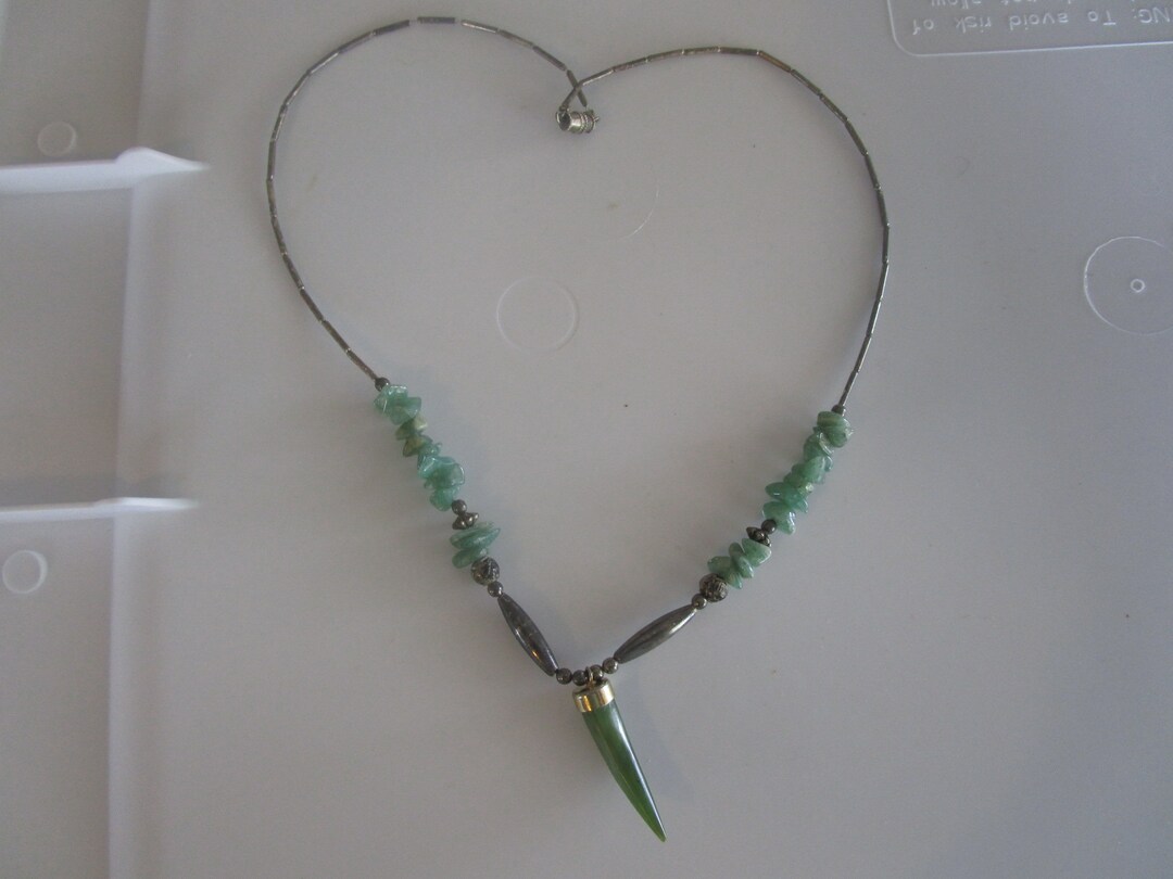 Native American Sterling Silver & Green Stone Necklace - Etsy
