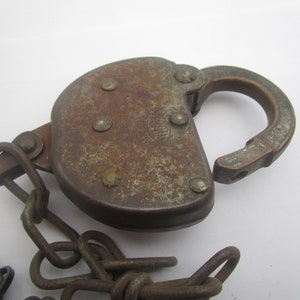 Antique Large Railroad Lock & Key With Chain - Etsy
