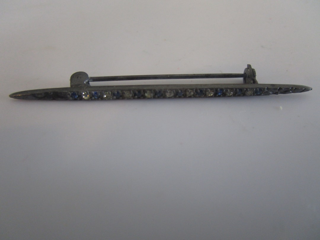 Antique Art Deco Sterling Silver Bar Brooch With Channel Stones - Etsy