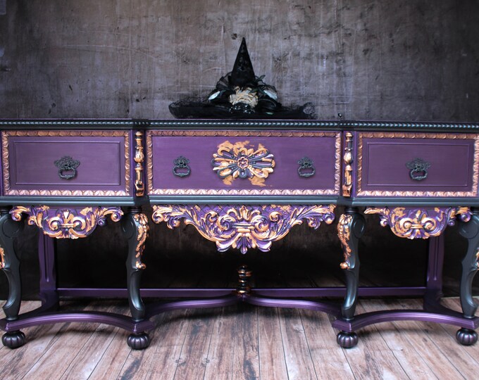 Large Gothic Ornate Entryway Table "purple Moon Sideboard" Metallic ...