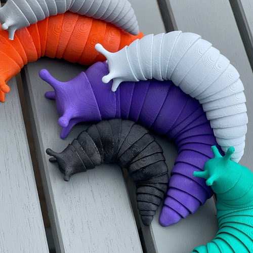 3D Printed Articulated Fidget Slug Toy Various Colors | Etsy