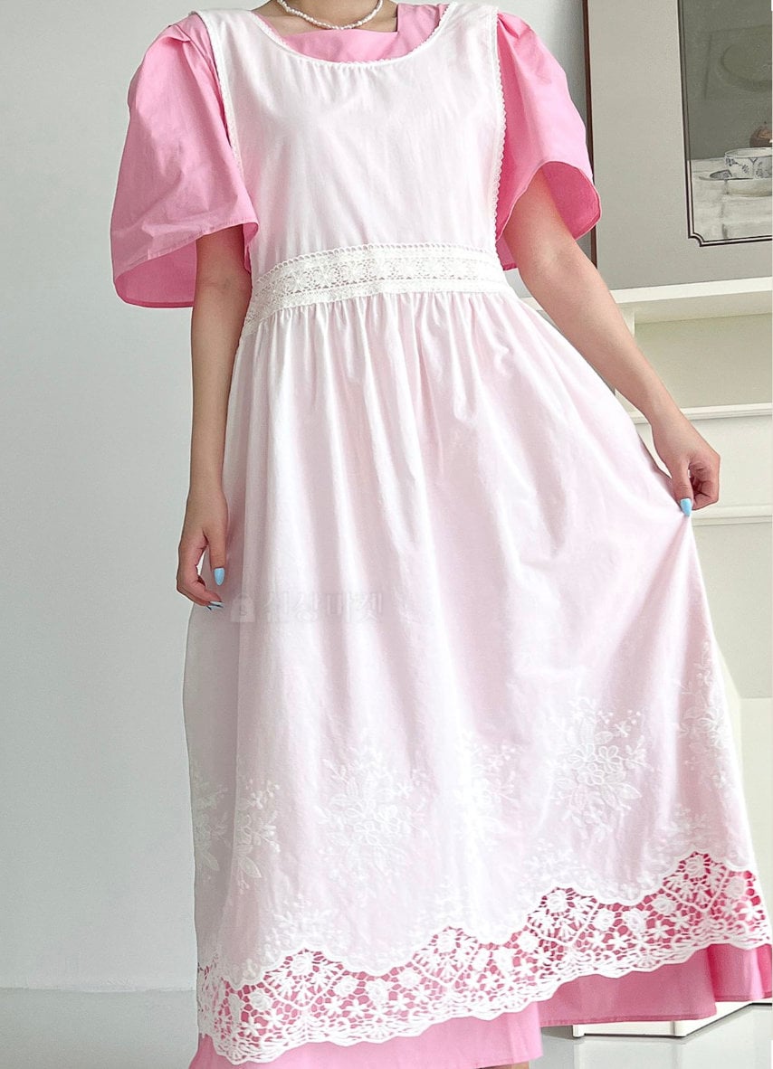 Natural Cotton Embroidery Apron Dress - Etsy