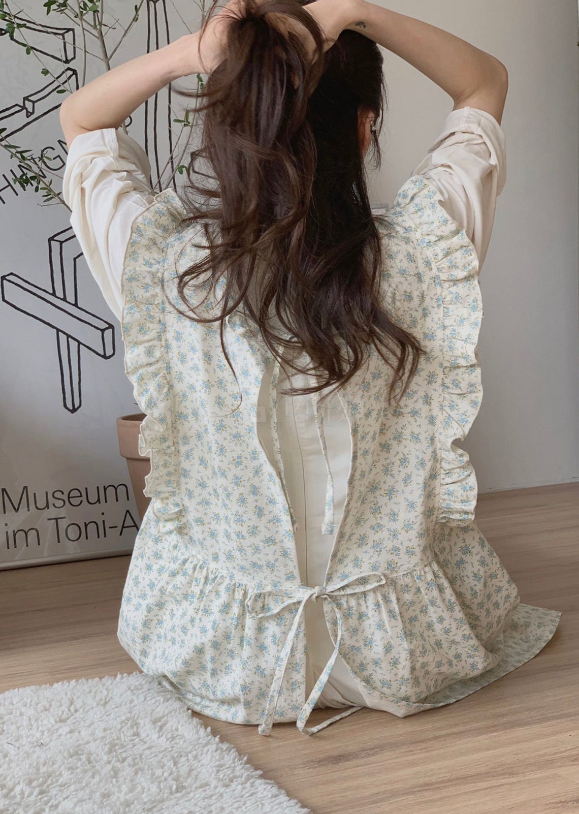 Pure Cotton Flower Ruffle Apron - Etsy