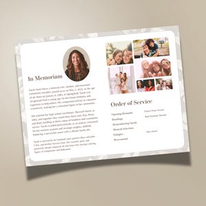 Floral Obituary Template for Woman Canva Editable Funeral Program ...
