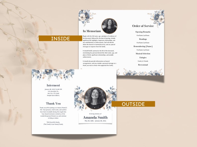 Funeral Program Template for Women Digital Funeral Invitation Canva ...