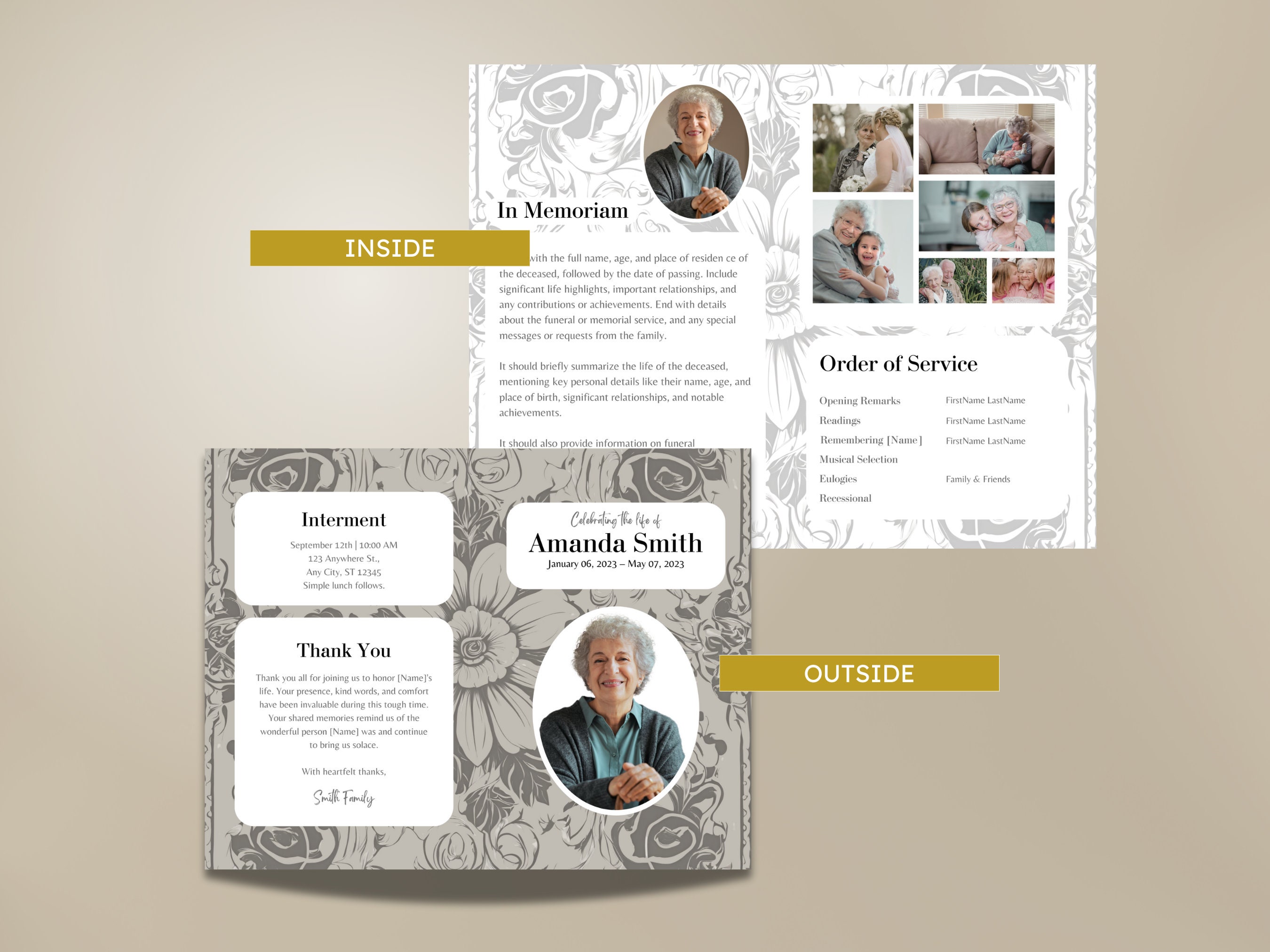 Funeral Program Template, Digital Funeral Invitation, Obituary Template ...