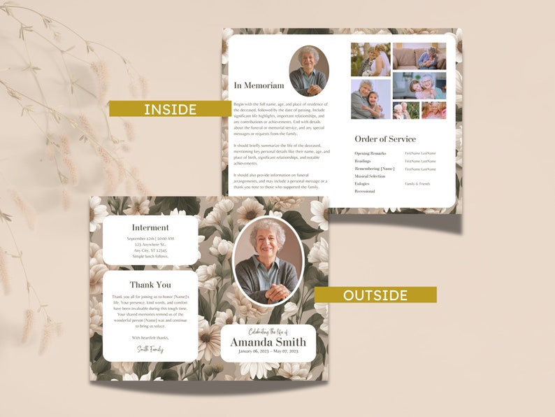 Editable Funeral Program Template Obituary Template for Funeral ...