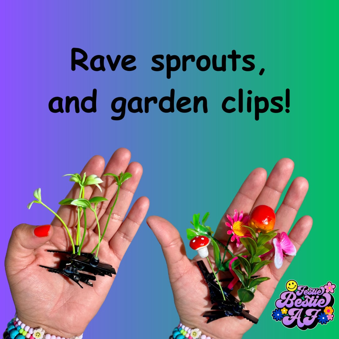 Rave Sprouts Flower Clips PLUR Sprout Clips Ravers Cute Clips EDCO Djs ...
