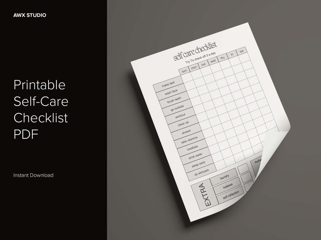Printable Self-care Checklist PDF - Wellness Routine Planner, Daily ...