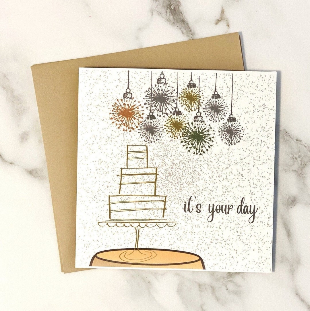 It's Your Day Wedding Card . Modern . Simple . Square . Textured Linen ...