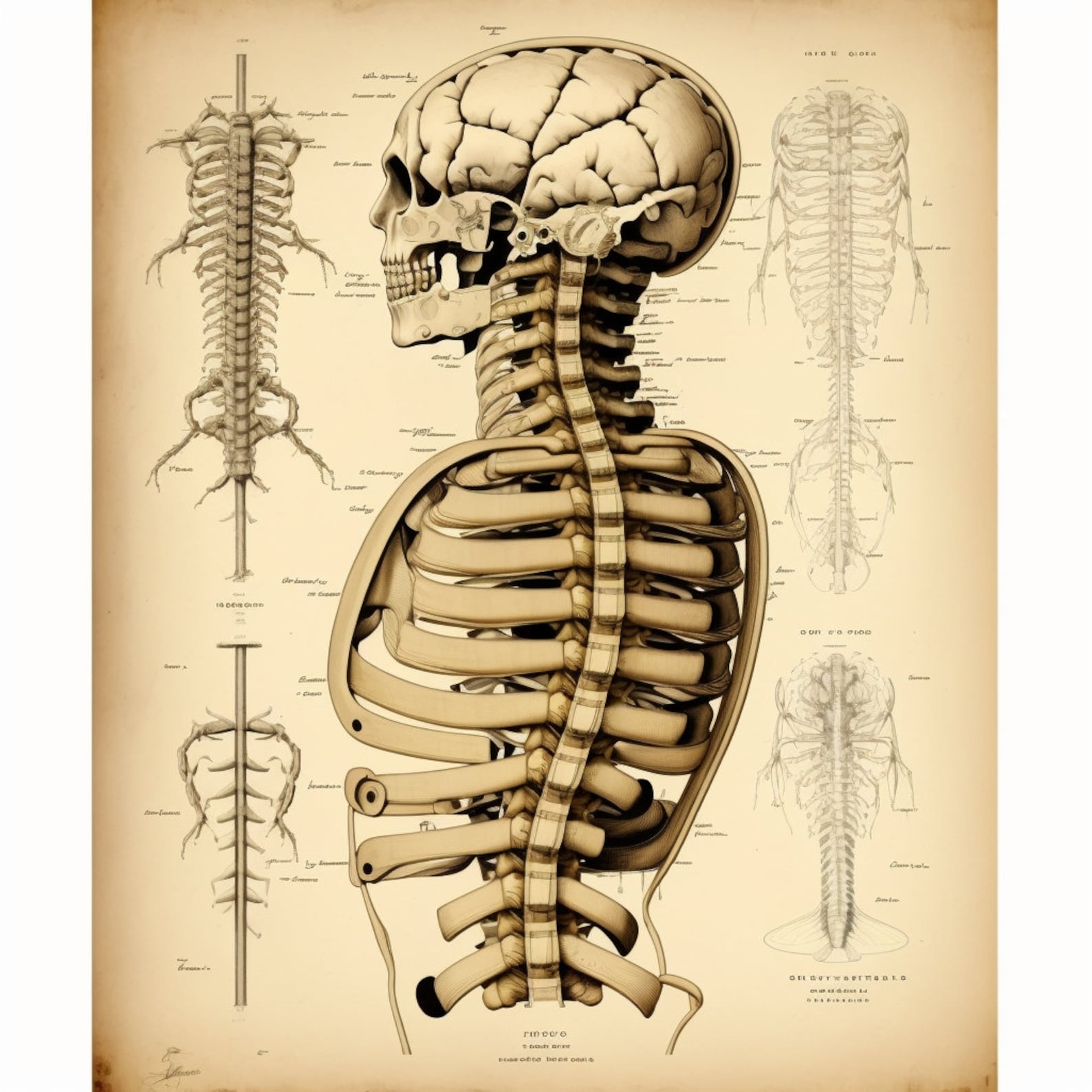 Vintage Skeleton Wall Poster - Etsy