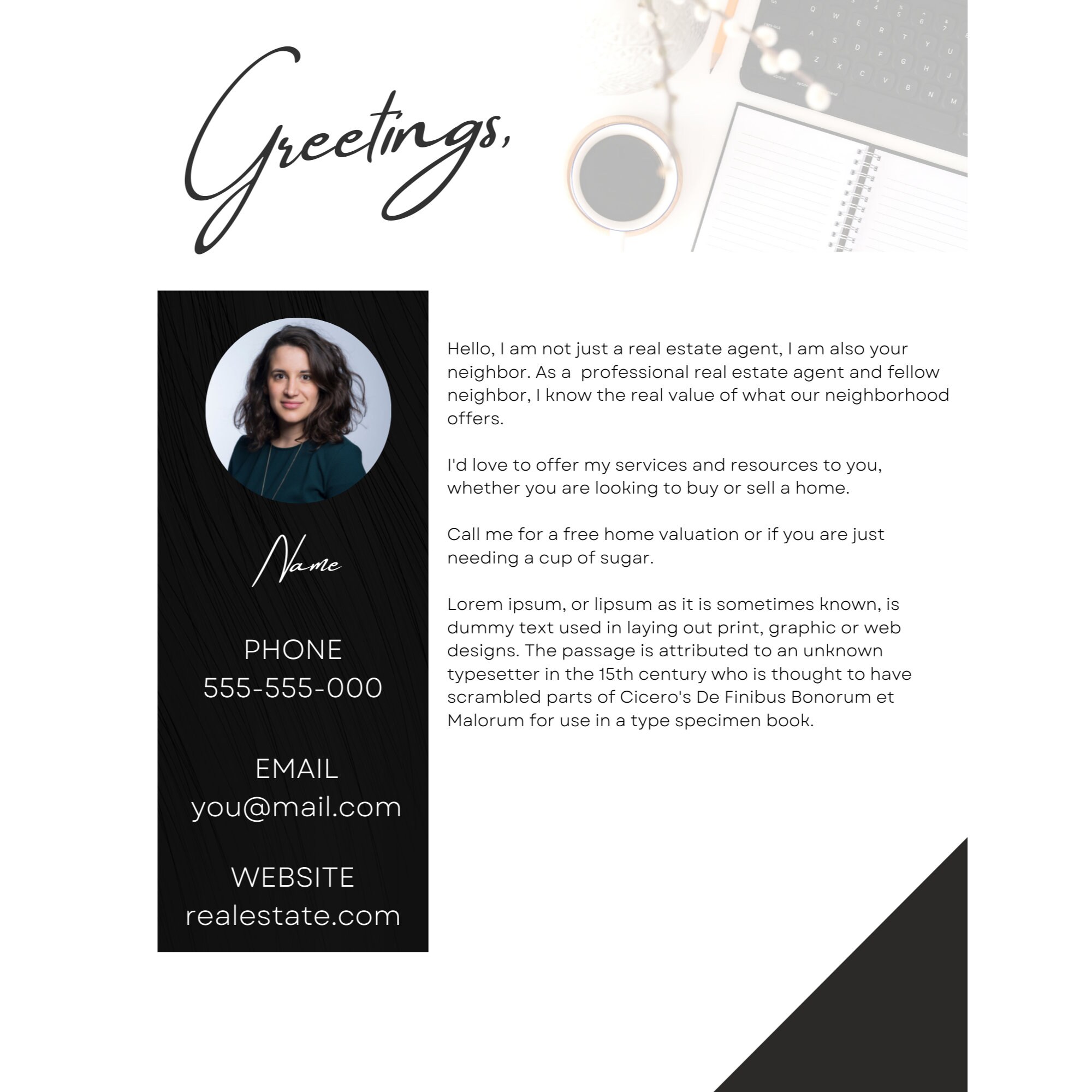 Real Estate New Agent Introduction Letter Flyer Template Realtor