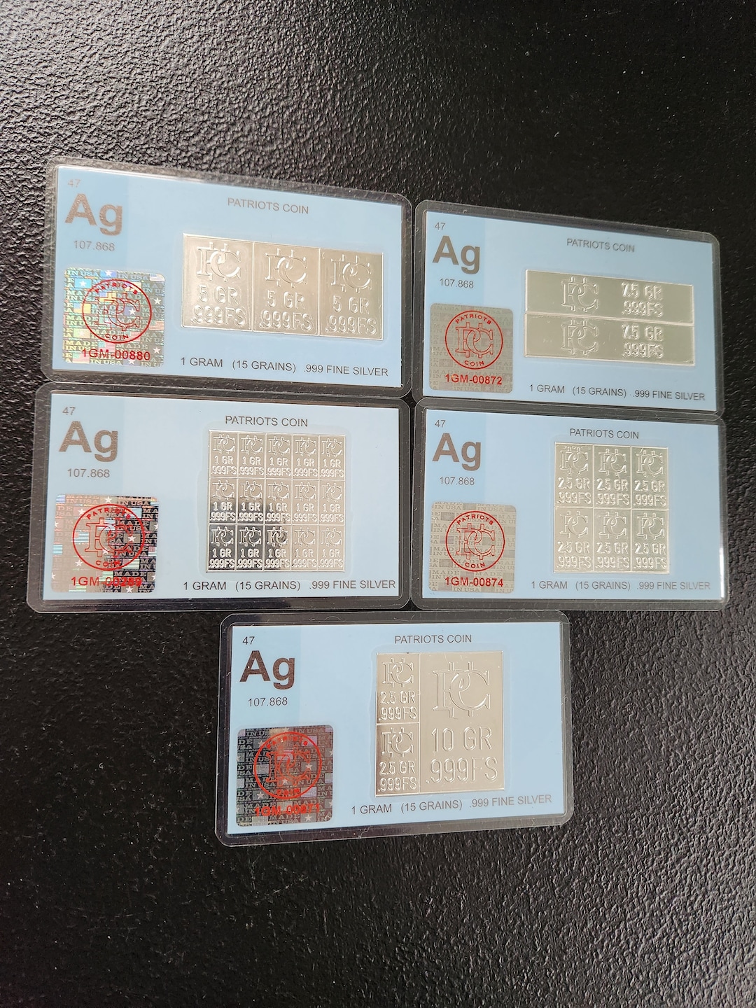 1 Gram Silver Bars 5grams of Silver .999 Silver Bullion (5 Pack ...