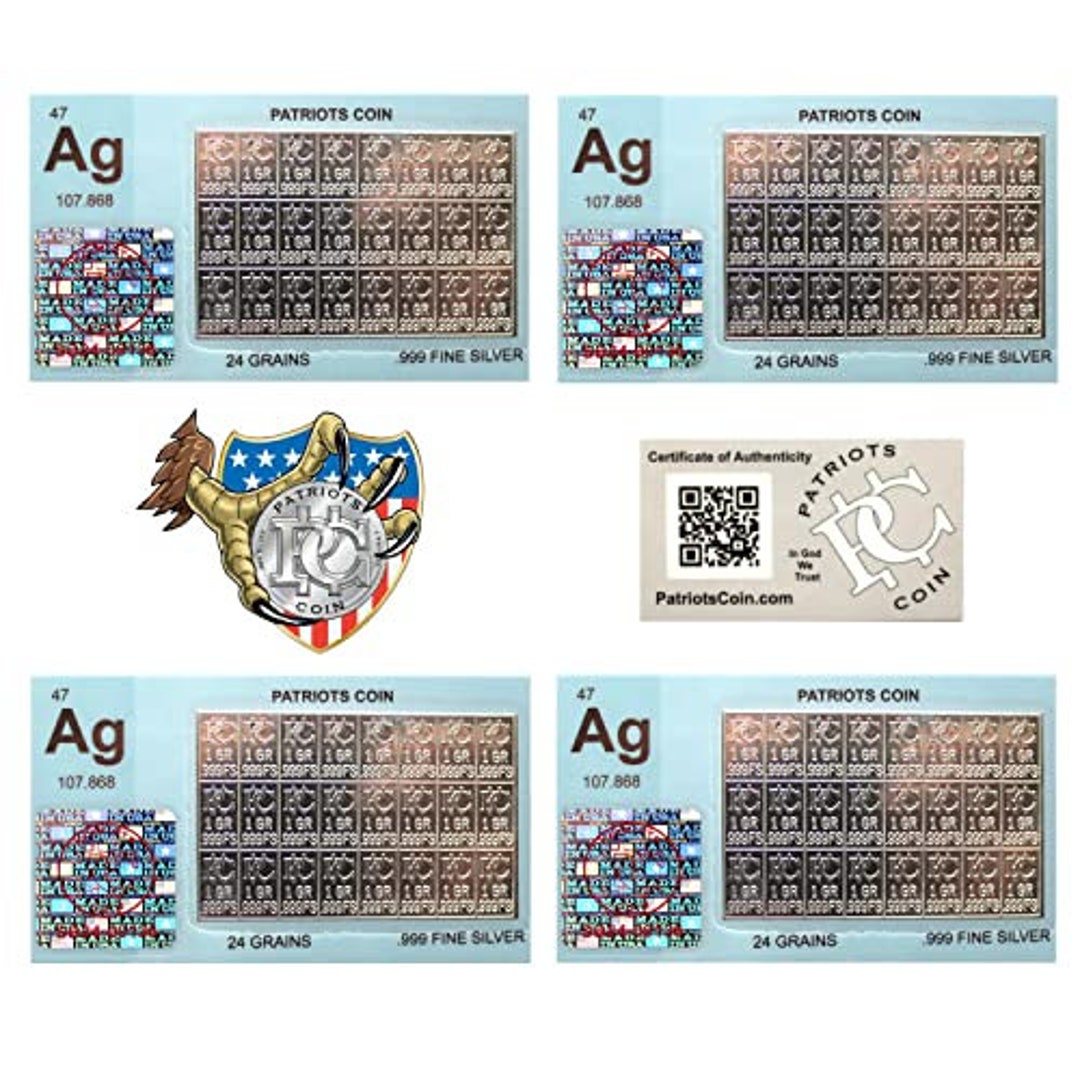 4 Sheets of 24 .999 Silver Bars 1 Grain Each. Snaps Apart Great for ...