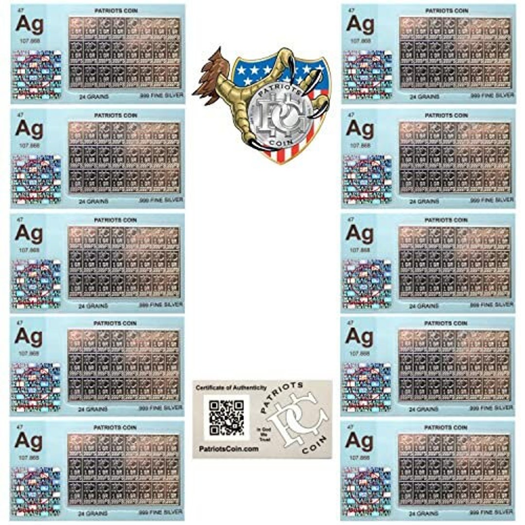 10 Sheets of 24 .999 Silver Bars 1 Grain Each. Snaps Apart Great for ...