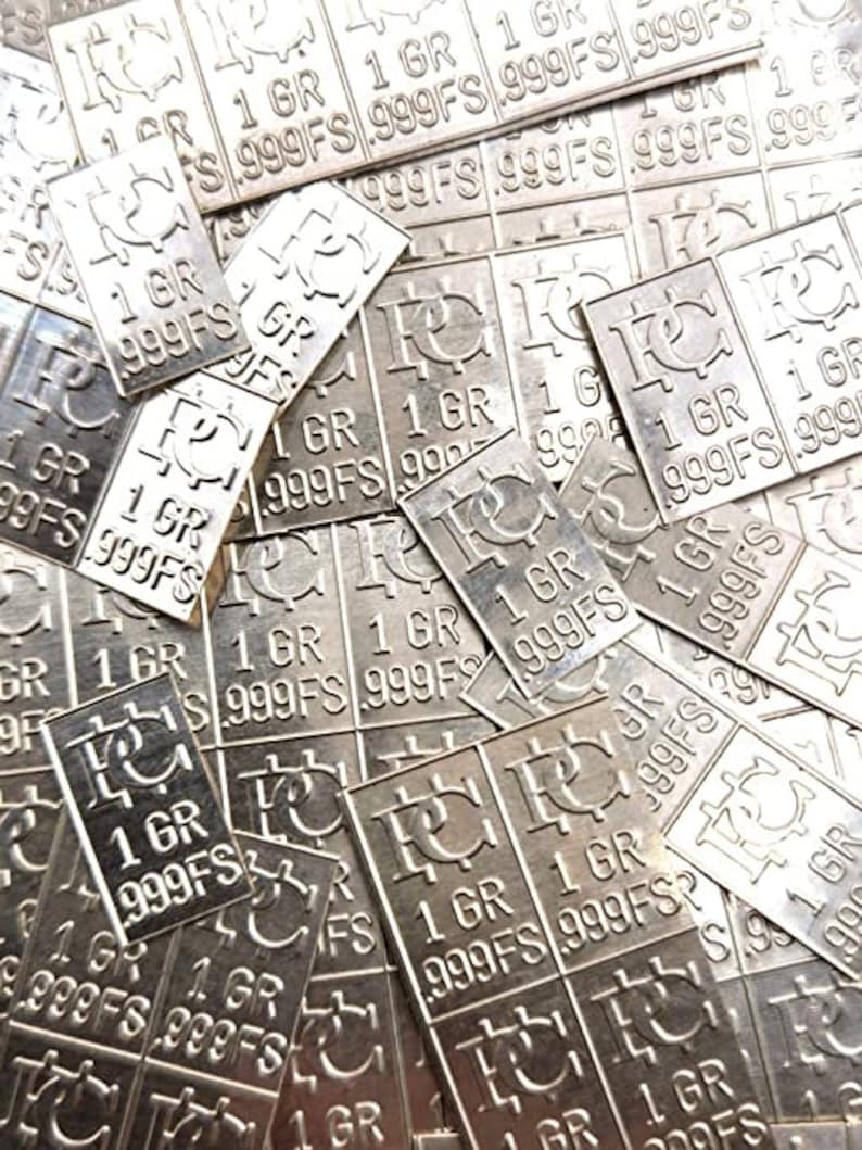 1000 Silver Bars 1 Grain Each .999 Pure Silver 24 Bars Snaps Apart Pure ...