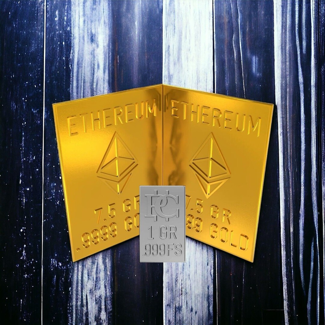 Pure Gold Ethereum ETH Bar 1g .9999 - Breaks Into Two 7.5 Grain Bars ...