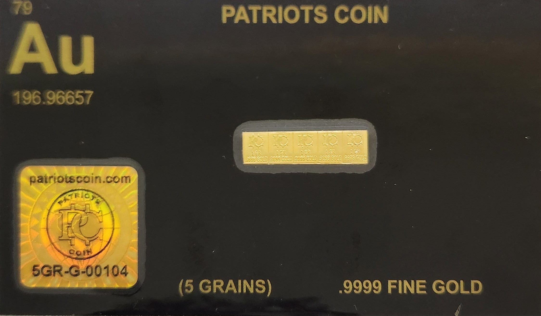 Wallet 1/3 Gram Gold Bar That Breaks Into 5 One GR Bars Gold Bullion ...