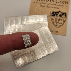 1000 Silver Bars 1 Grain Each .999 Pure Silver 24 Bars Snaps Apart Pure ...