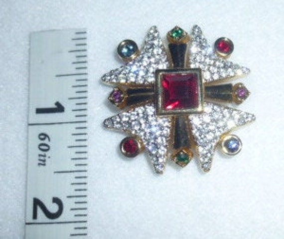 VERY RARE Signed SWAROVSKI Maltese Style Brooch - Gem