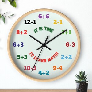 Kids Math Equation Clock, Colorful Classroom Decor, Teacher Gift ...