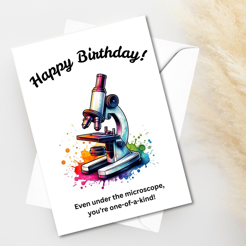Funny Science Birthday Card: Printable Microscope Gift (5x7 Inch) - Etsy