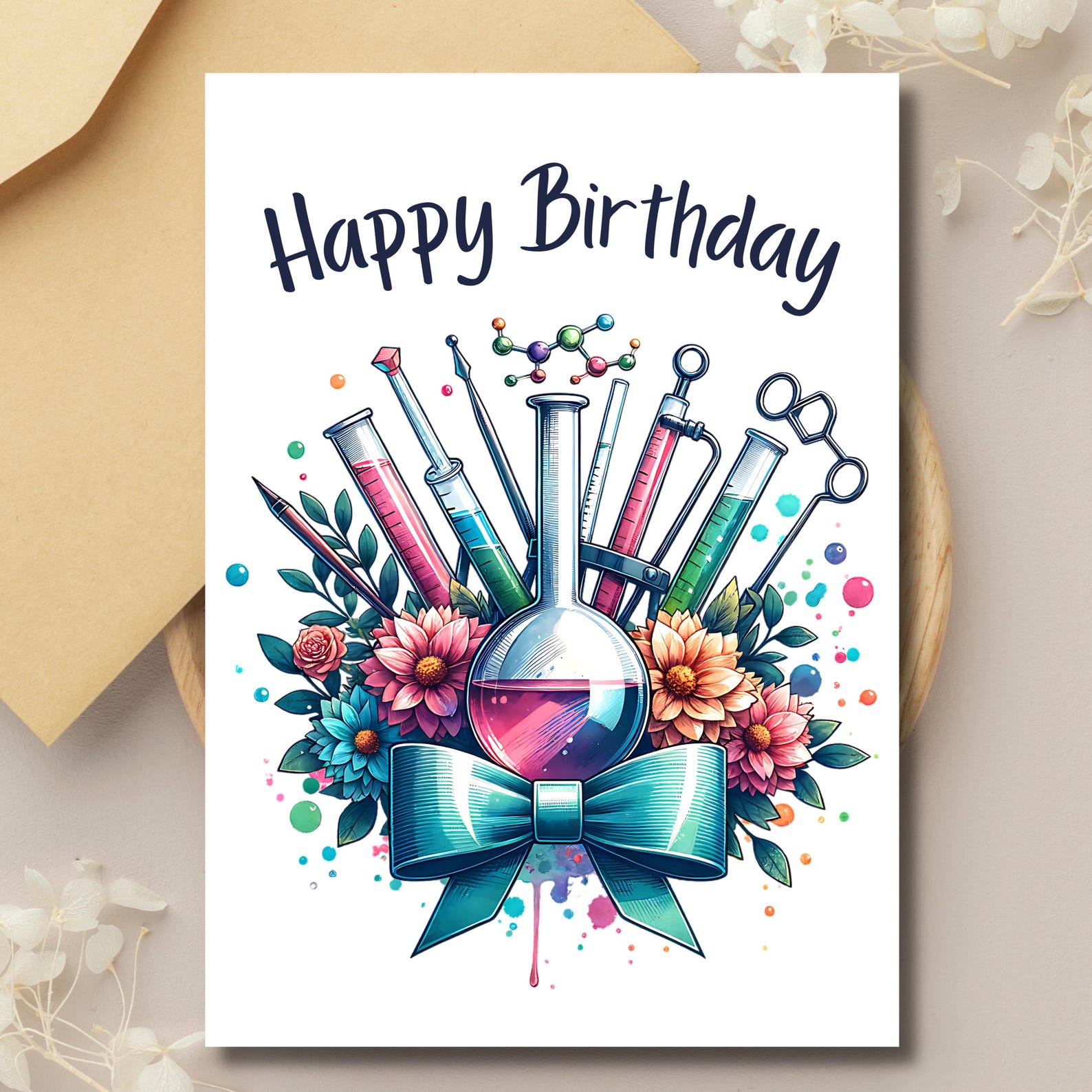 Science Birthday Card Printable 5x7 Gift for Scientists, Biologists ...