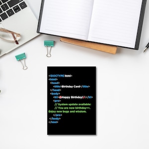 Programmer Birthday Card Printable Funny Coding Gift for Developers ...